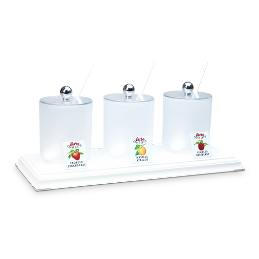 White display stand for 3 x 0.6 l acrylic pots – Darbo-Shop